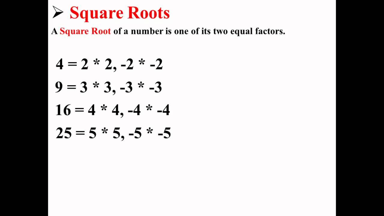 Perfect Squares and Square Roots - YouTube