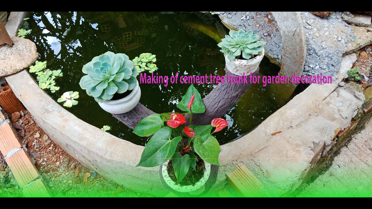 Making of cement tree trunk for garden decoration - YouTube
