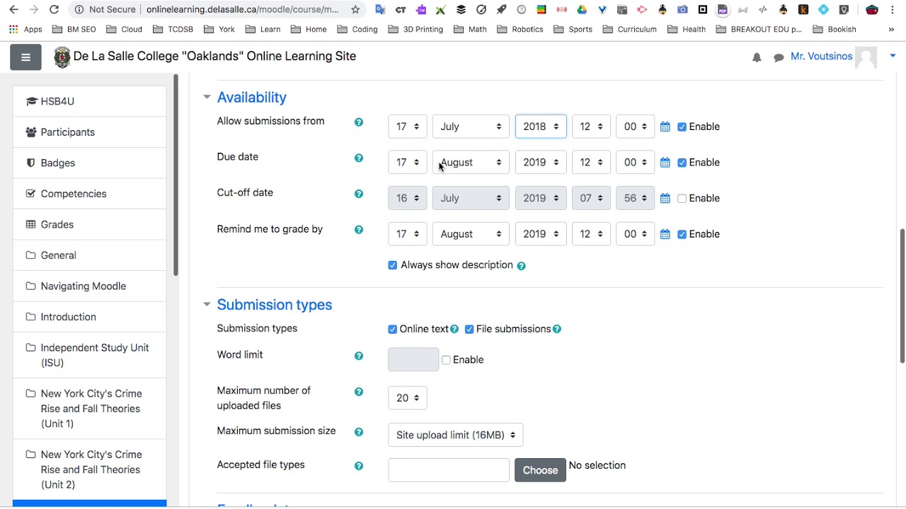How to Change Submission Dates in Moodle - YouTube
