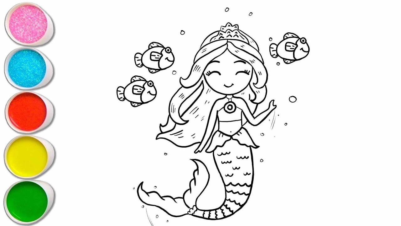 Colorful Mermaid Drawing for kids, Painting & Coloring for kids ...