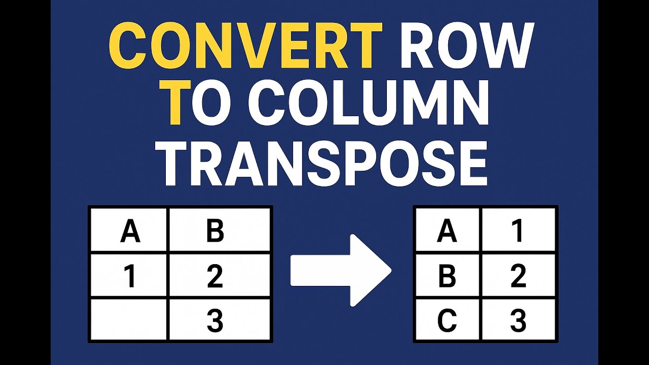 how to convert data row to column (Transpose) - YouTube