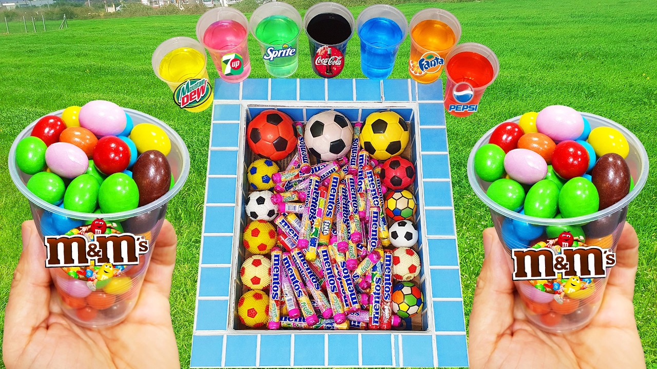 Football VS Colorful Candy VS Coca Cola of Fanta How to make Magic Foam ...