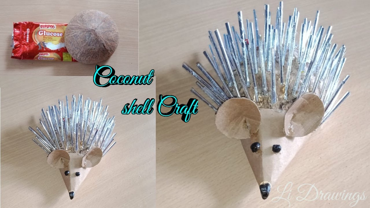Coconut Shell Craft Ideas\Hedgehog Making from Coconut shell and ...