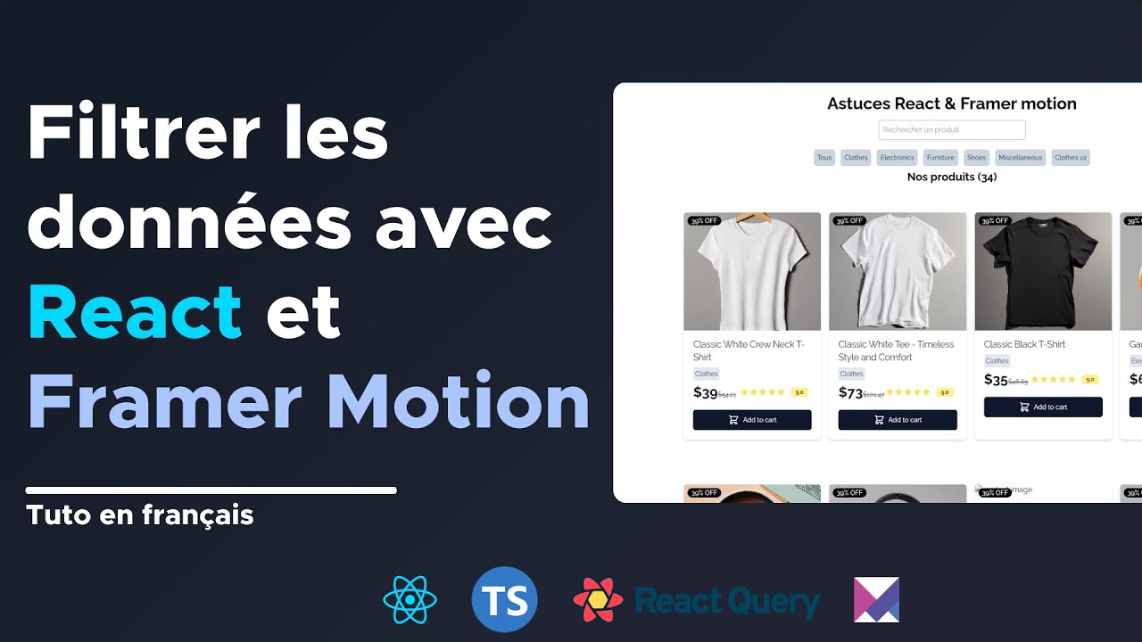 Filtrer les données d'une API avec ReactJs et Framer motion | Typescript, React query, Tailwind ...