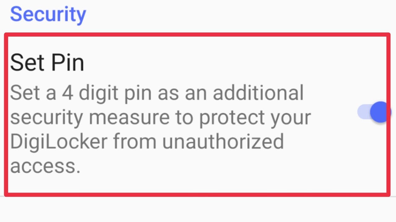 DigiLocker How To Set Security Pin 4 Digit YouTube DigiLocker How To Set Security Pin 4 Digit YouTube
