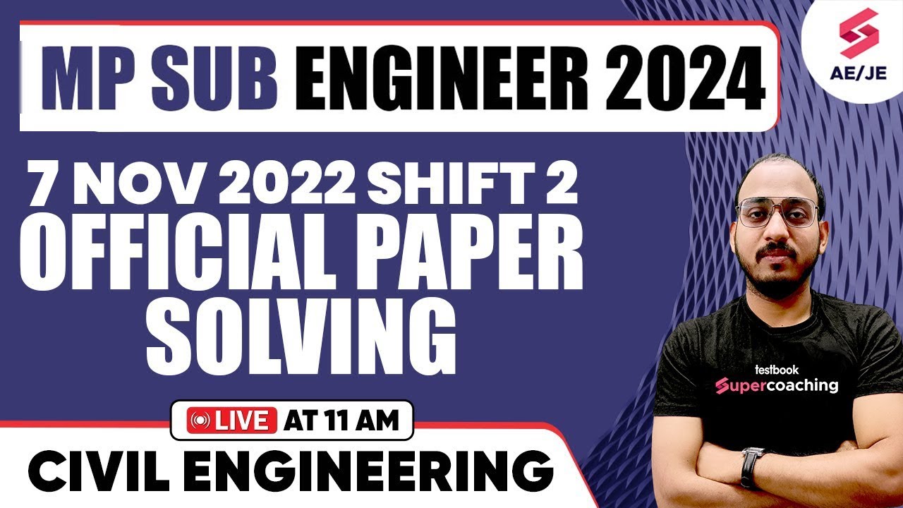 MP Sub Engineer 2024 Civil Engineering | Previous Year Paper 7 Nov 2022 ...