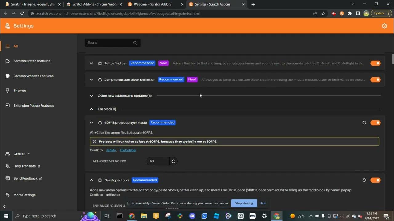 How To Use Scratch Addons on Scratch - YouTube