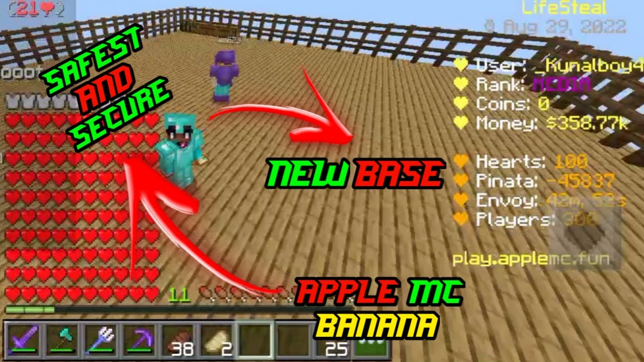 I Made The Safest And Secure Base In Apple Mc || Life steal Smp (Pocket ...