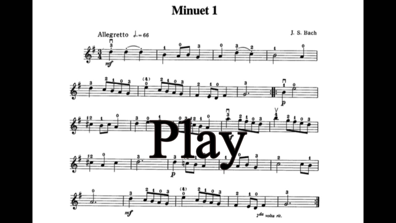 Suzuki Violin Book1 “Minuet 1” by J.S. Bach Piano Accompaniment - YouTube