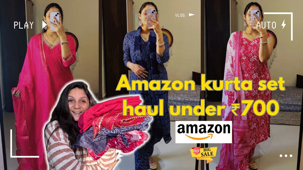 Amazon kurta set haul under 700 | Gosriki Kurta set with dupatta Haul ...