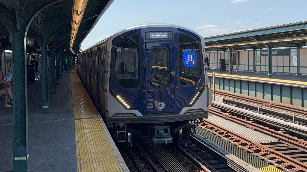 MTA NYCT: Far Rockaway Bound R211 (A) Train at Rockaway Boulevard - YouTube