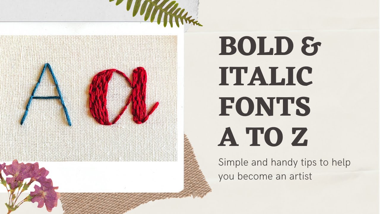Bold & Italic Font Letters A to Z | Embroidery By Afeei - YouTube
