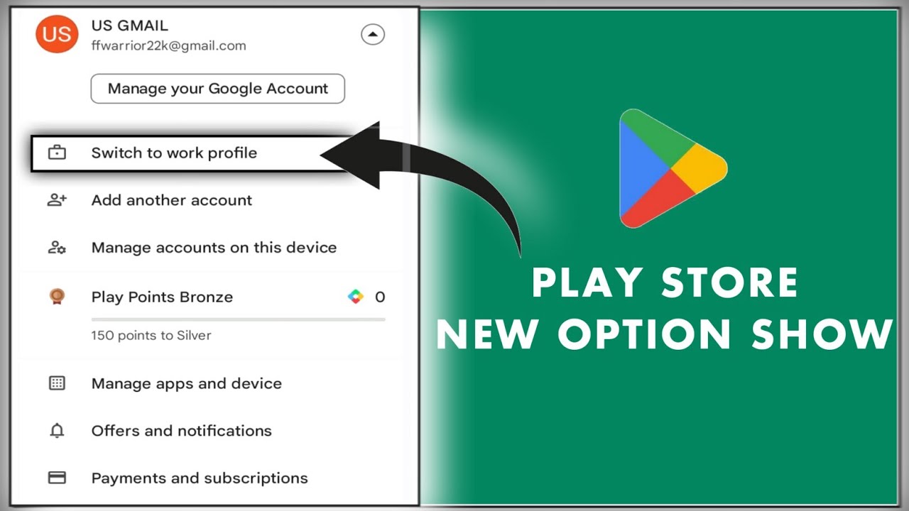 Google Play Store New Option Show || Switch To Work Profile - YouTube