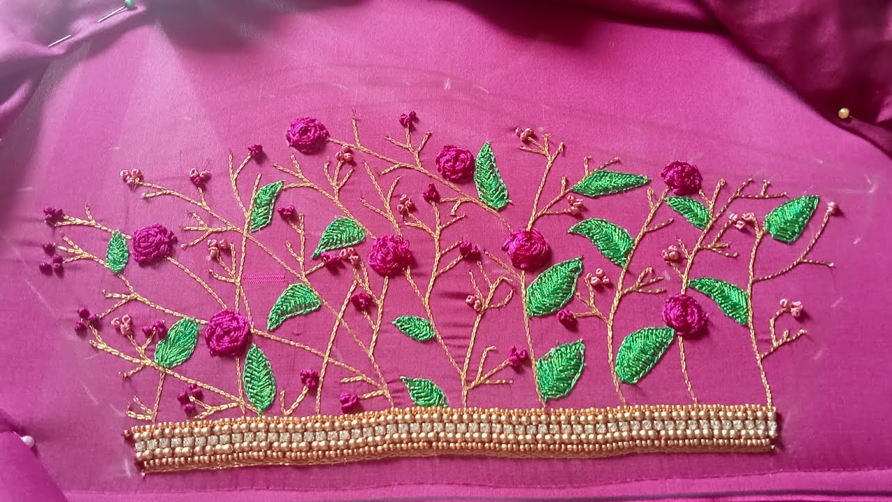 my student work in aari embroidery work / flower design #aariwork # ...