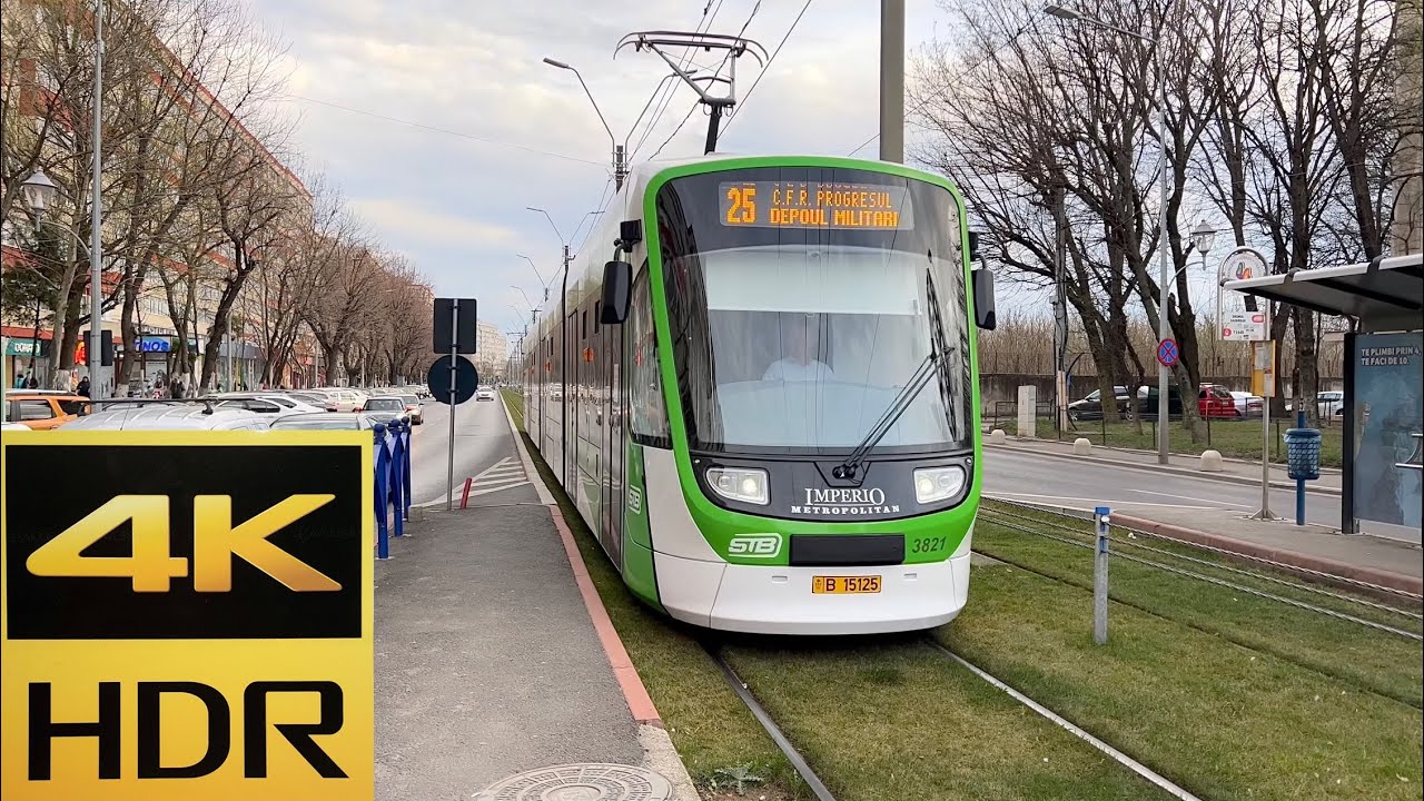 [4K 60fps HDR]STB Bucharest-Astra Imperio Metropolitan Trams on Line 25 ...