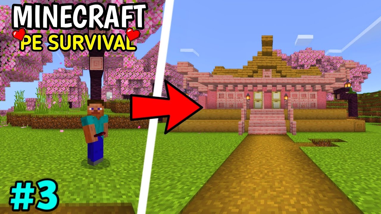 I BUILD MY FIRST HOUSE IN MINECRAFT PE 😍 MINECRAFT PE SURVIVAL SERIES ...