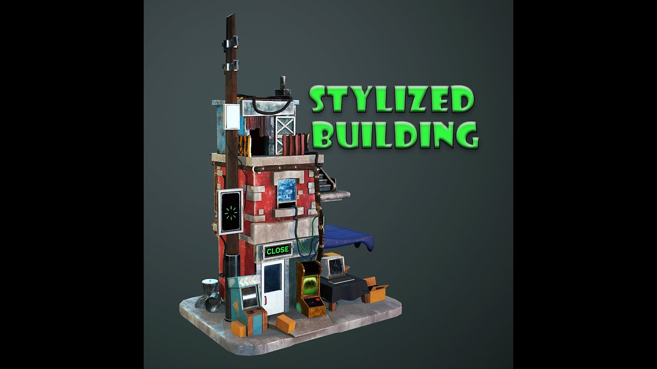 3d environment design (stylized building) - YouTube