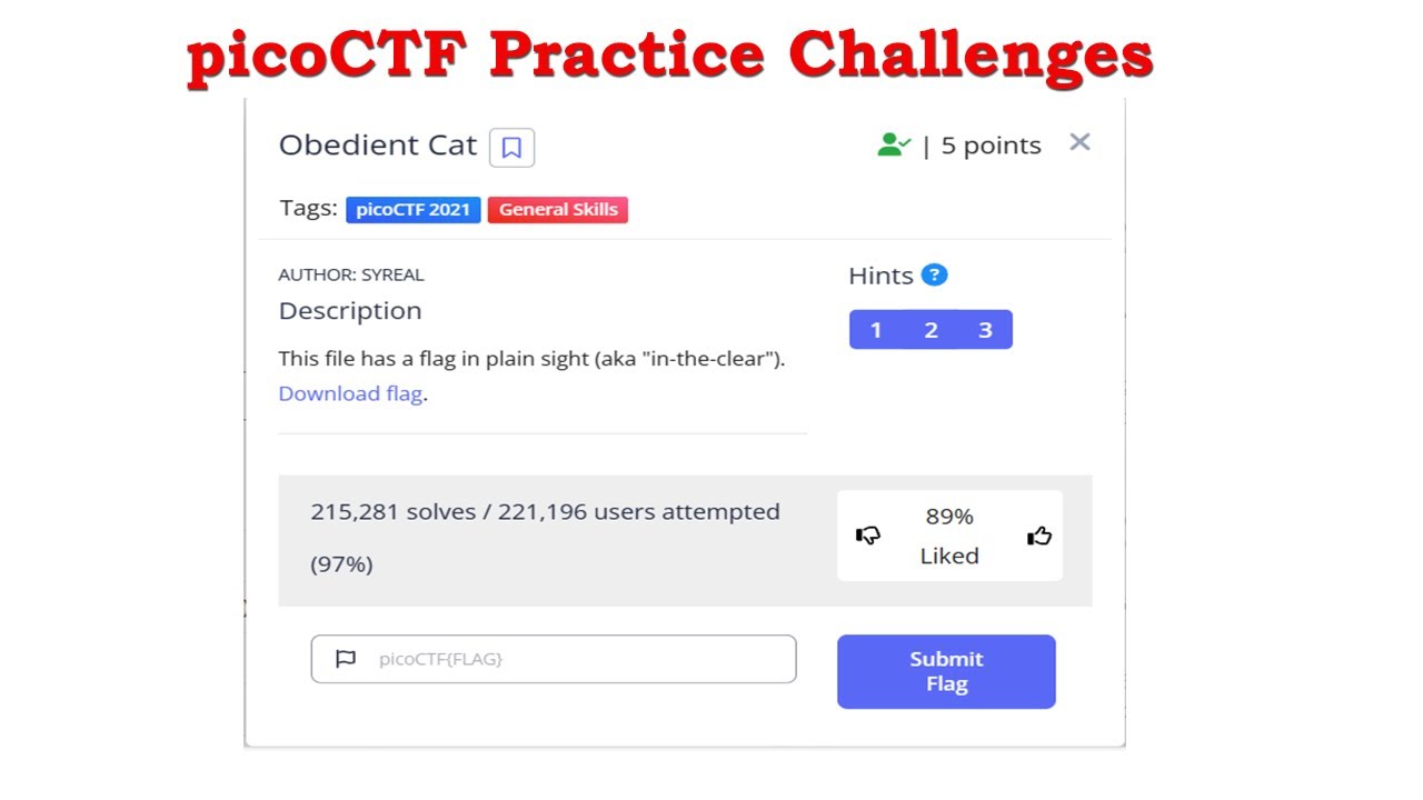 Picoctf General Skills Obedient Cat Ctf 01 Youtube
