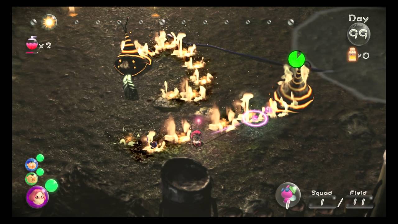 Pikmin 3 - Attacking a Pyroclasmic Slooch with other Pikmin types - YouTube