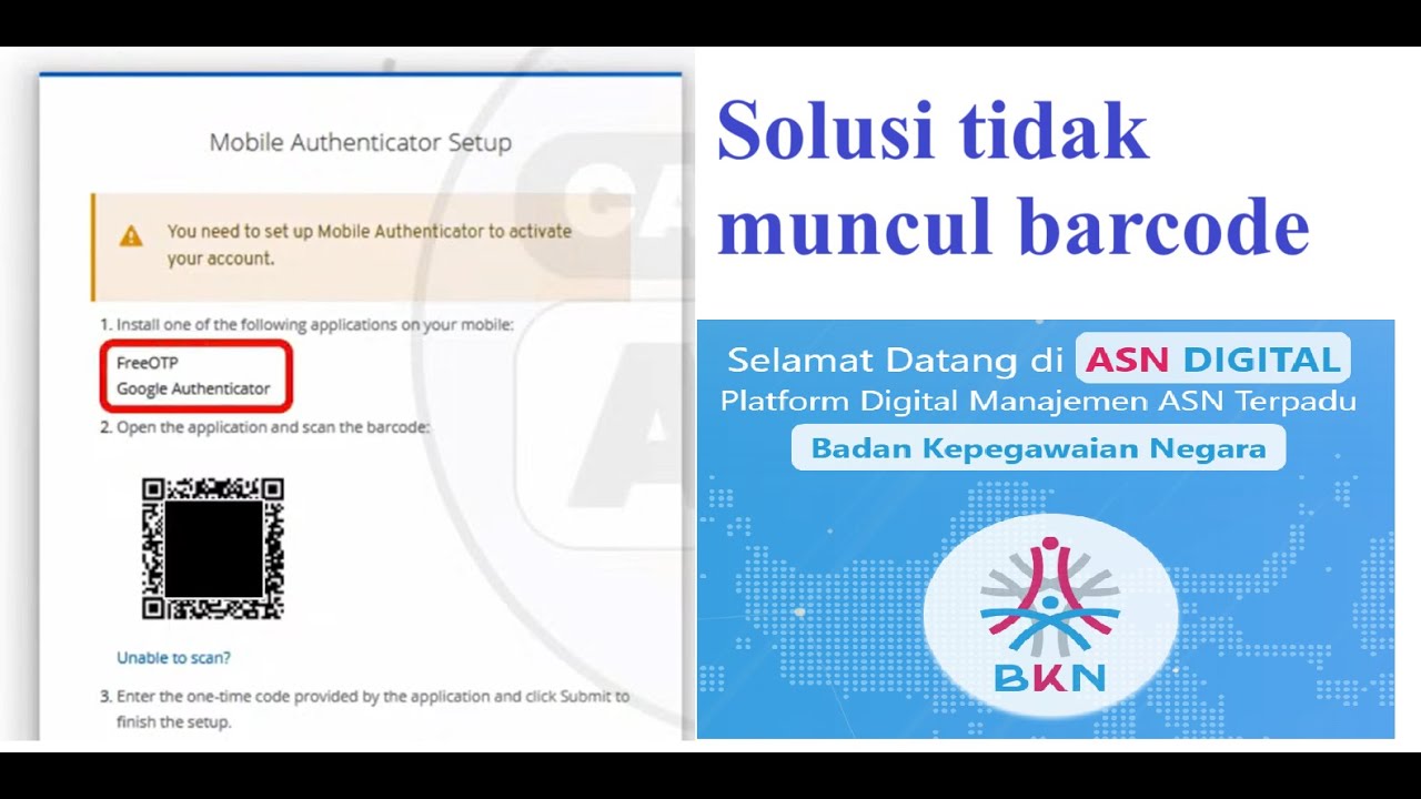 Solusi tidak muncul barcode saat aktivasi asn digital - YouTube