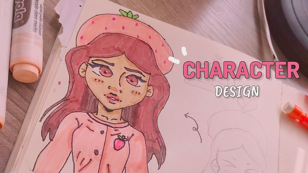 [Sketch w/me] making an OC inspired by strawberries🍓 - YouTube