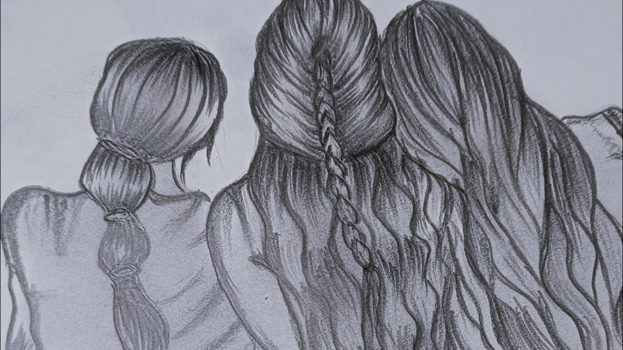 Best Friend Forever (BFF) pencil sketch Tutorial ||How To Draw Three ...
