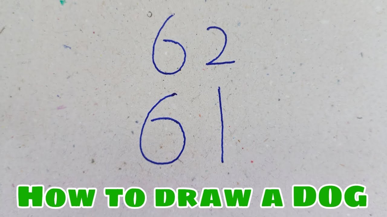 How to draw a dog from number 62 61 - YouTube