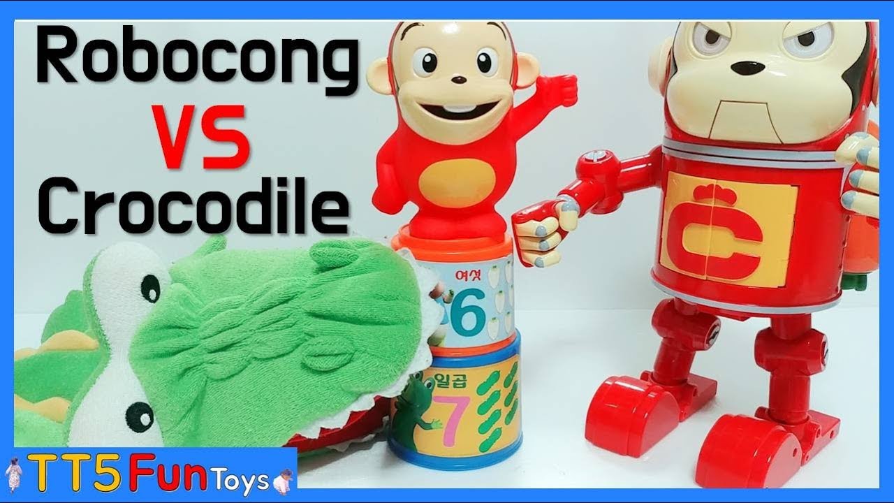 (Robocong and Cocomong Toys) Stop Motion - Fight Crocodile, Learn ...