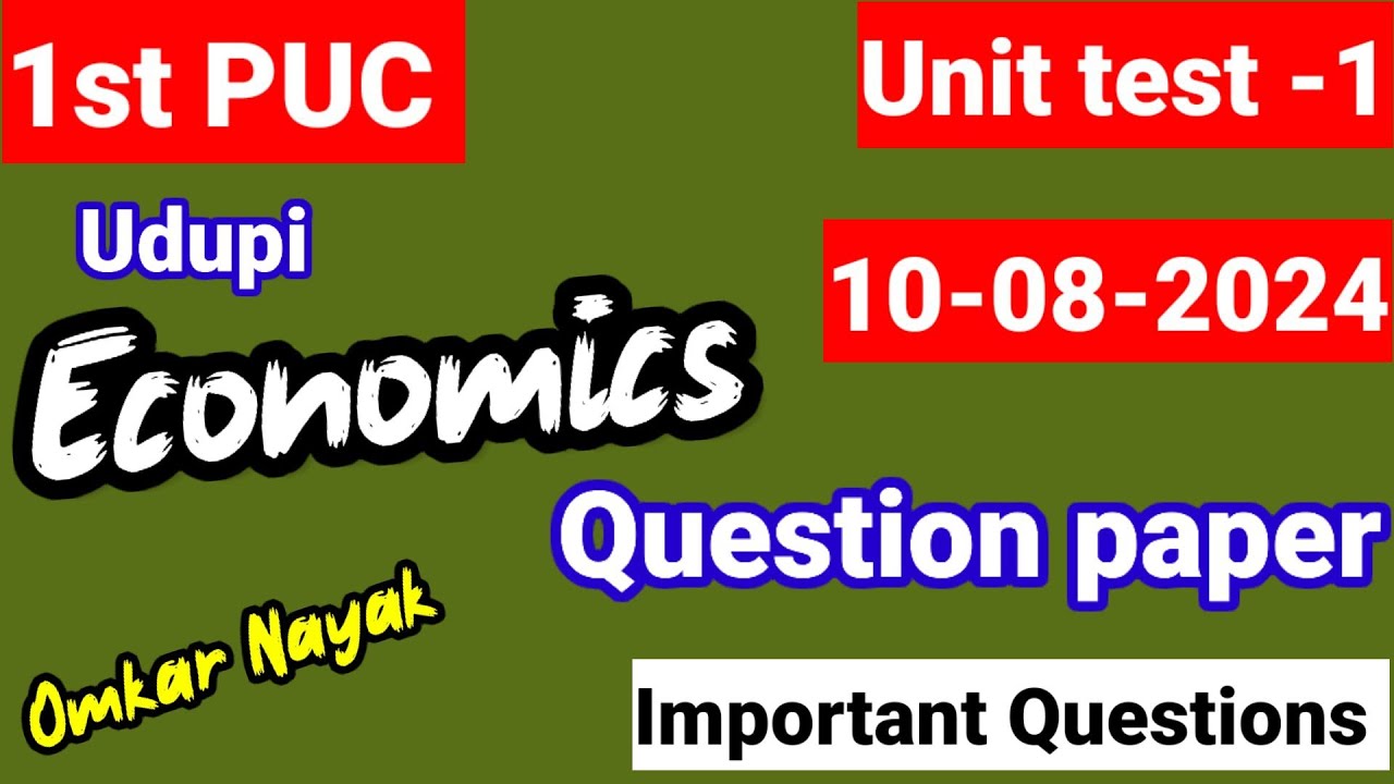 1st PUC Economics unit test 1 question paper 2024 important questions ...