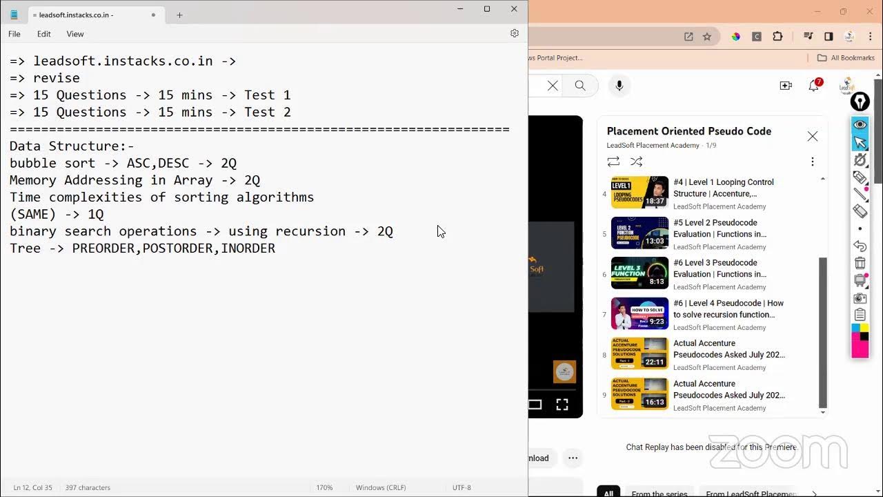 LeadSoft Placement Academy's Zoom Meeting | Capgemini Pseudocode ...