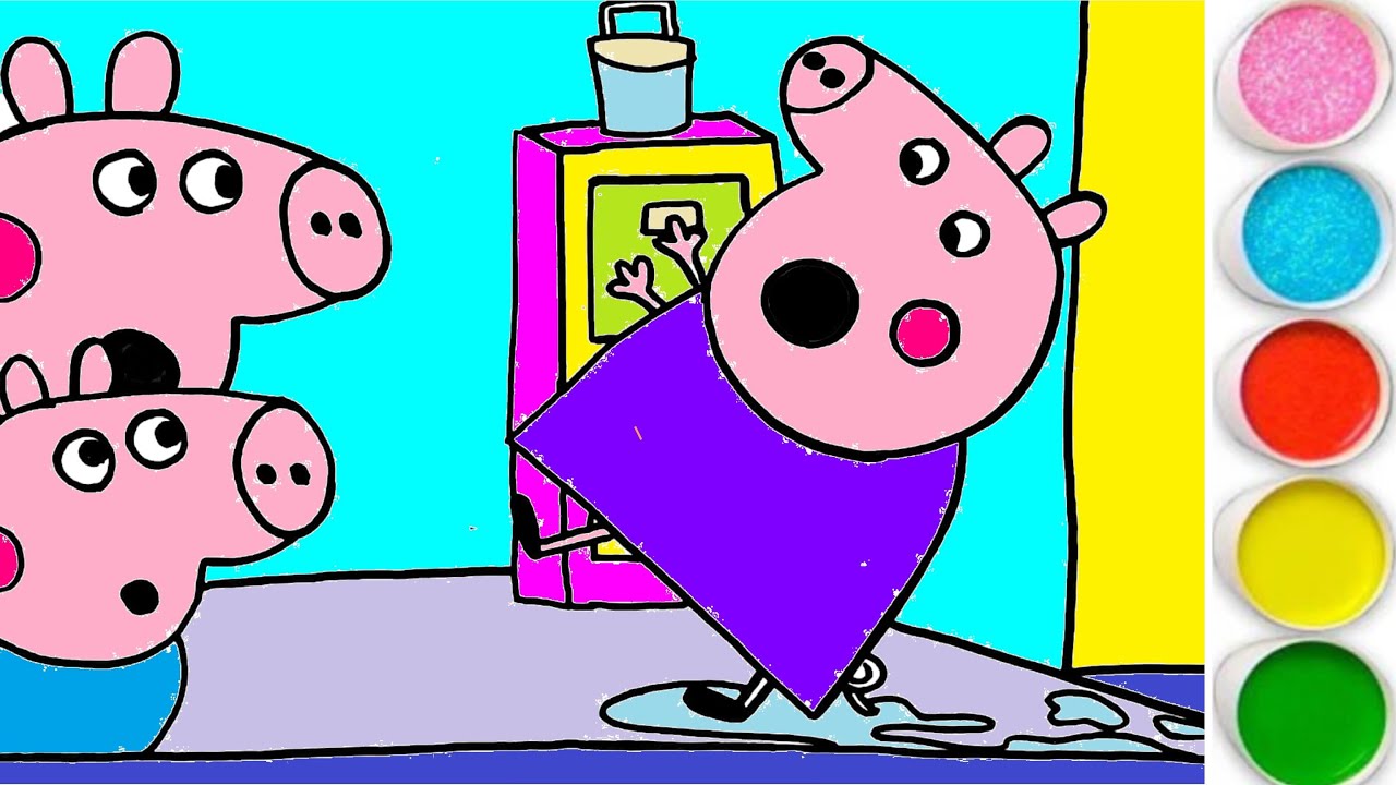 How to Draw and Color Mummy Pig Falling Down | Drawing for Kids - YouTube