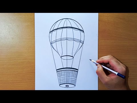 how to draw parachute easily step by step || hot air balloon drawing ...
