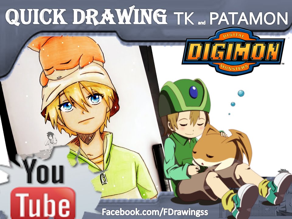 Quick Drawing TK e Patamon- Digimon Adventure 2 - YouTube
