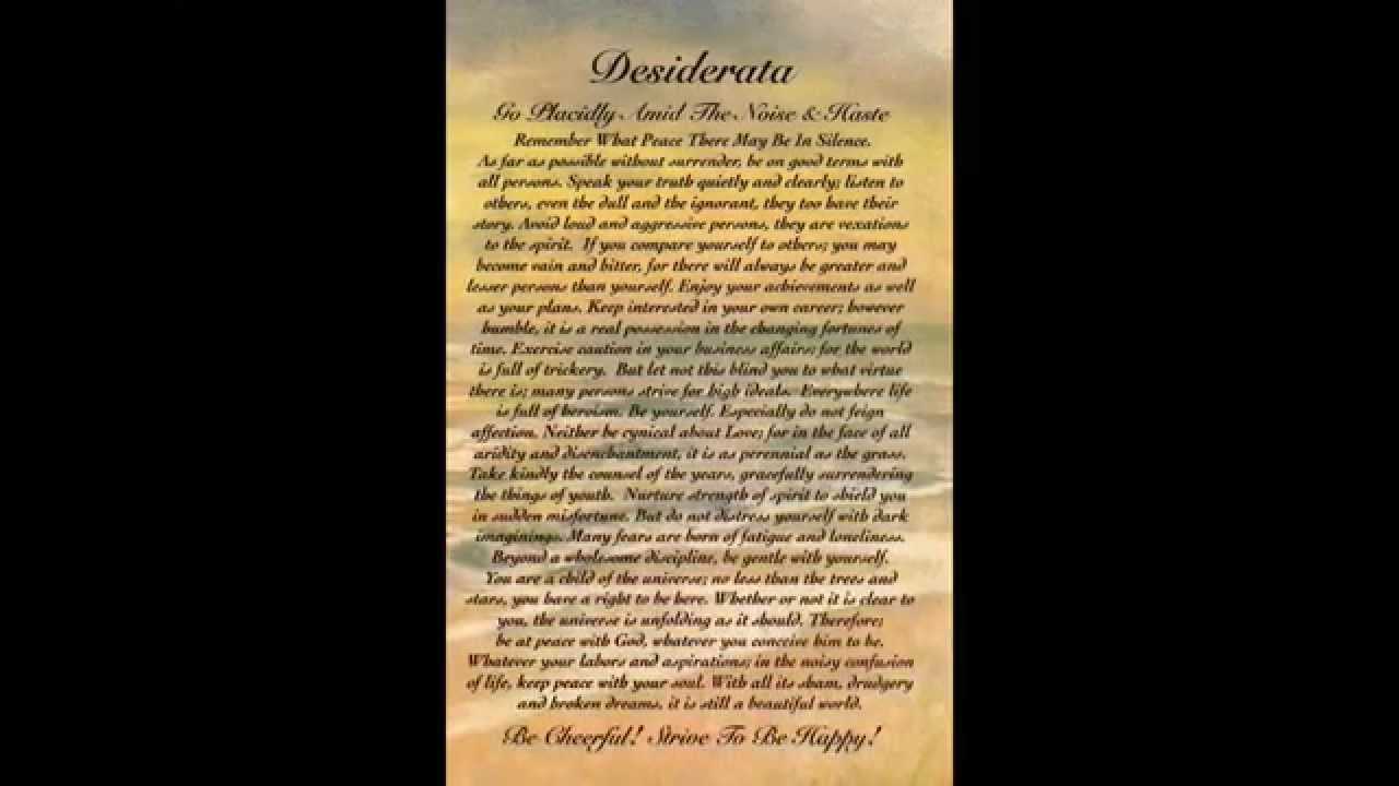 Serene Music and Inspiring Images of the Desiderata Poem - YouTube