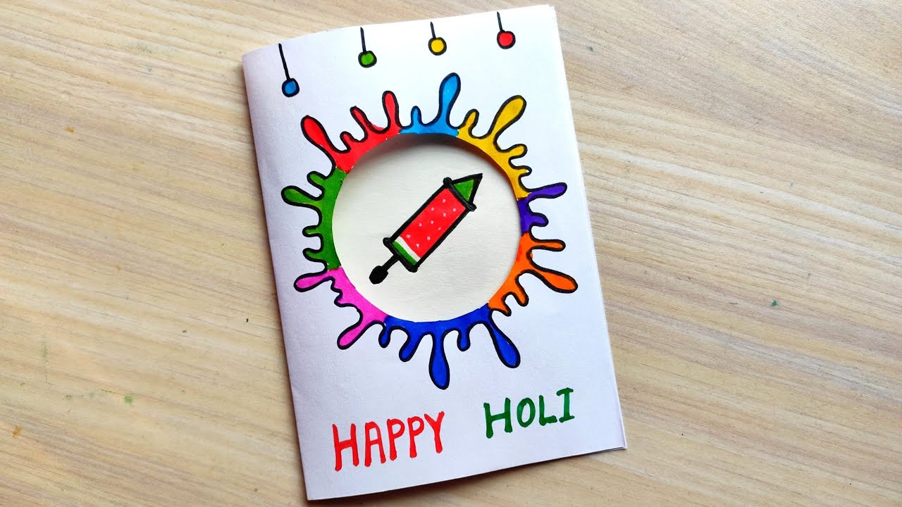 Happy Holi card making idea | Holi greeting card drawing easy | How to ...