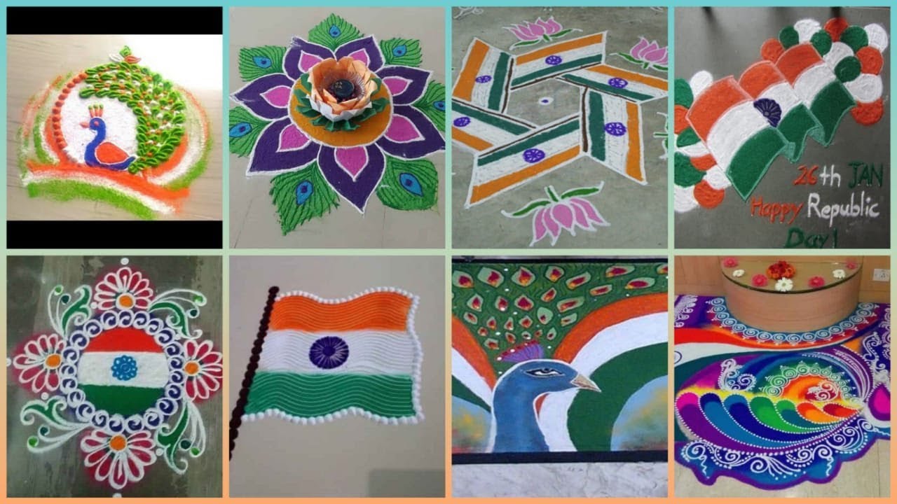 Republic day Rangoli designs || Tricolour Rangoli ideas || - YouTube