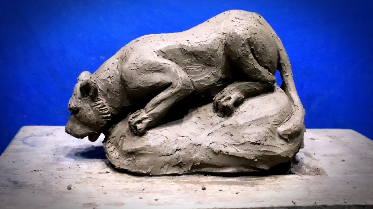 Tiger drinking water making with clay || tiger making with clay || clay ...