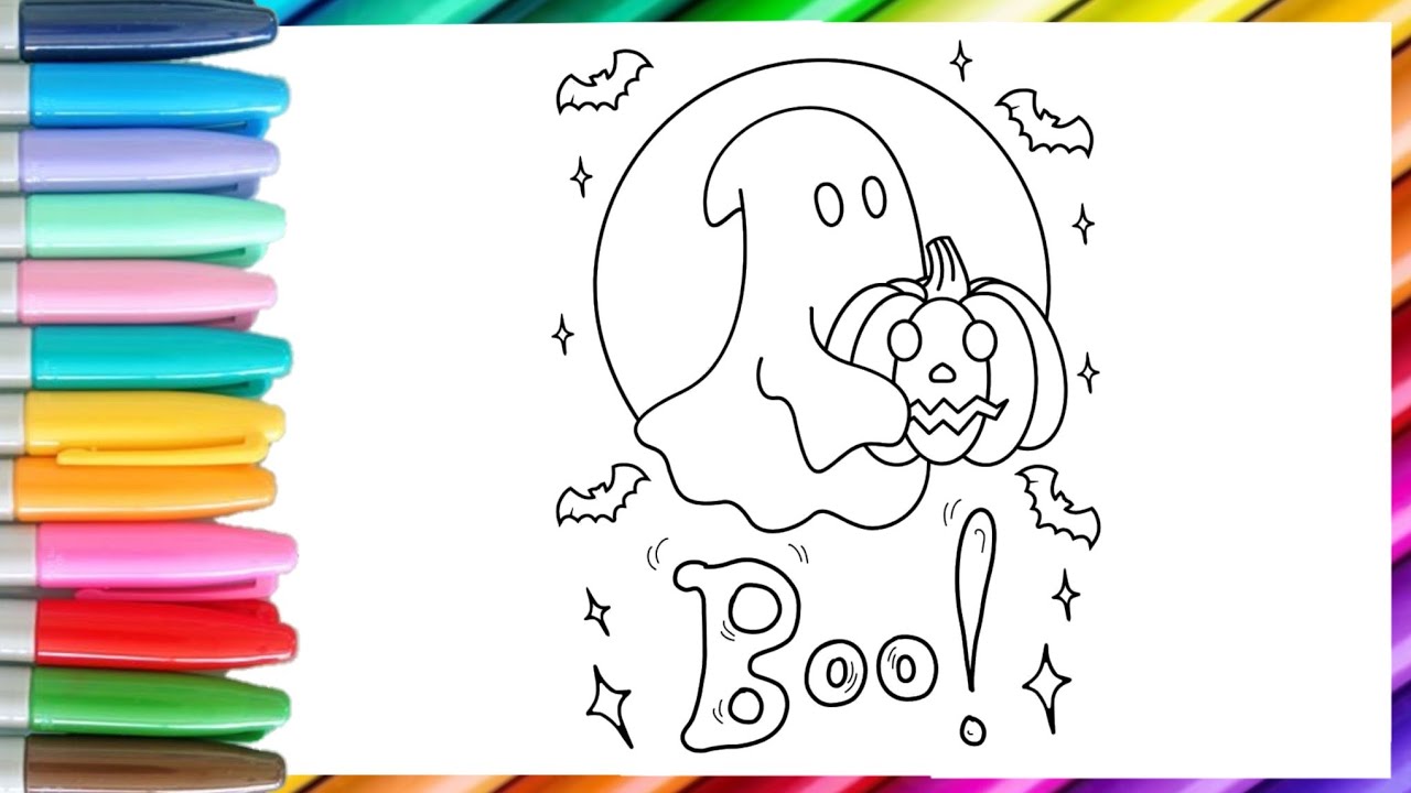 How To Draw Halloween 🎃 👻🎃 Pumpkin Ghost Drawing Tutorials For Kids and ...
