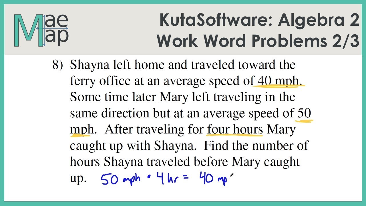 KutaSoftware: Algebra 2- Work Word Problems Part 2 - YouTube