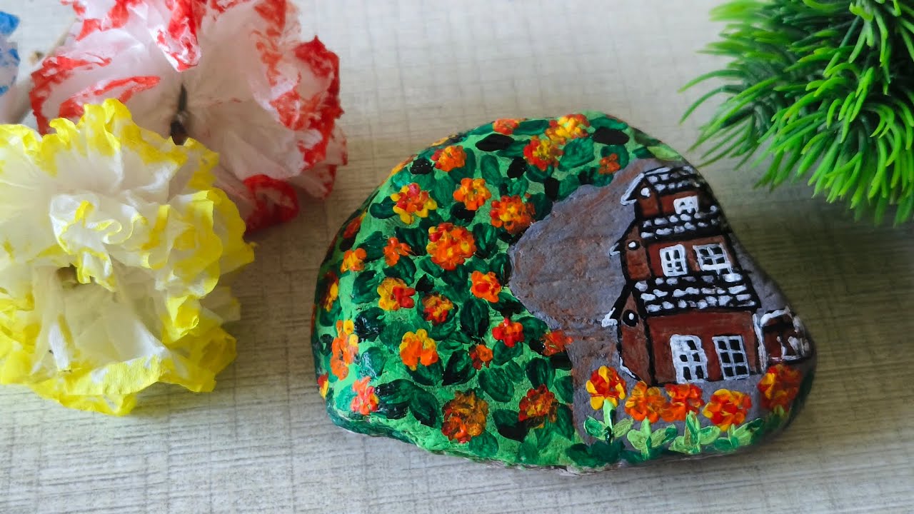 Beautiful Stone Painting |How to paint Stone || Acrylic Colour# Easy# ...