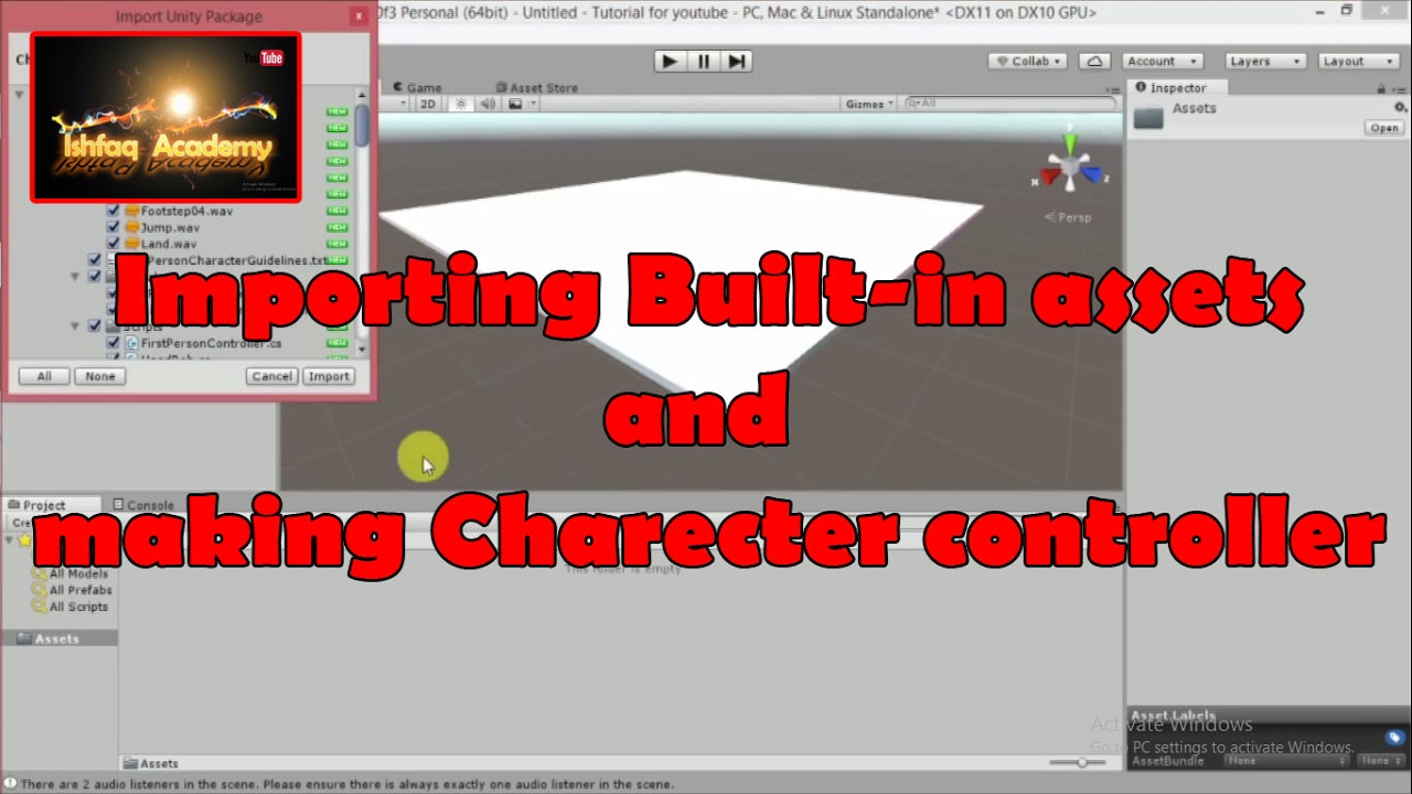 06 # Make Basic character / import unity assets in unity 3D Tutorial in ...