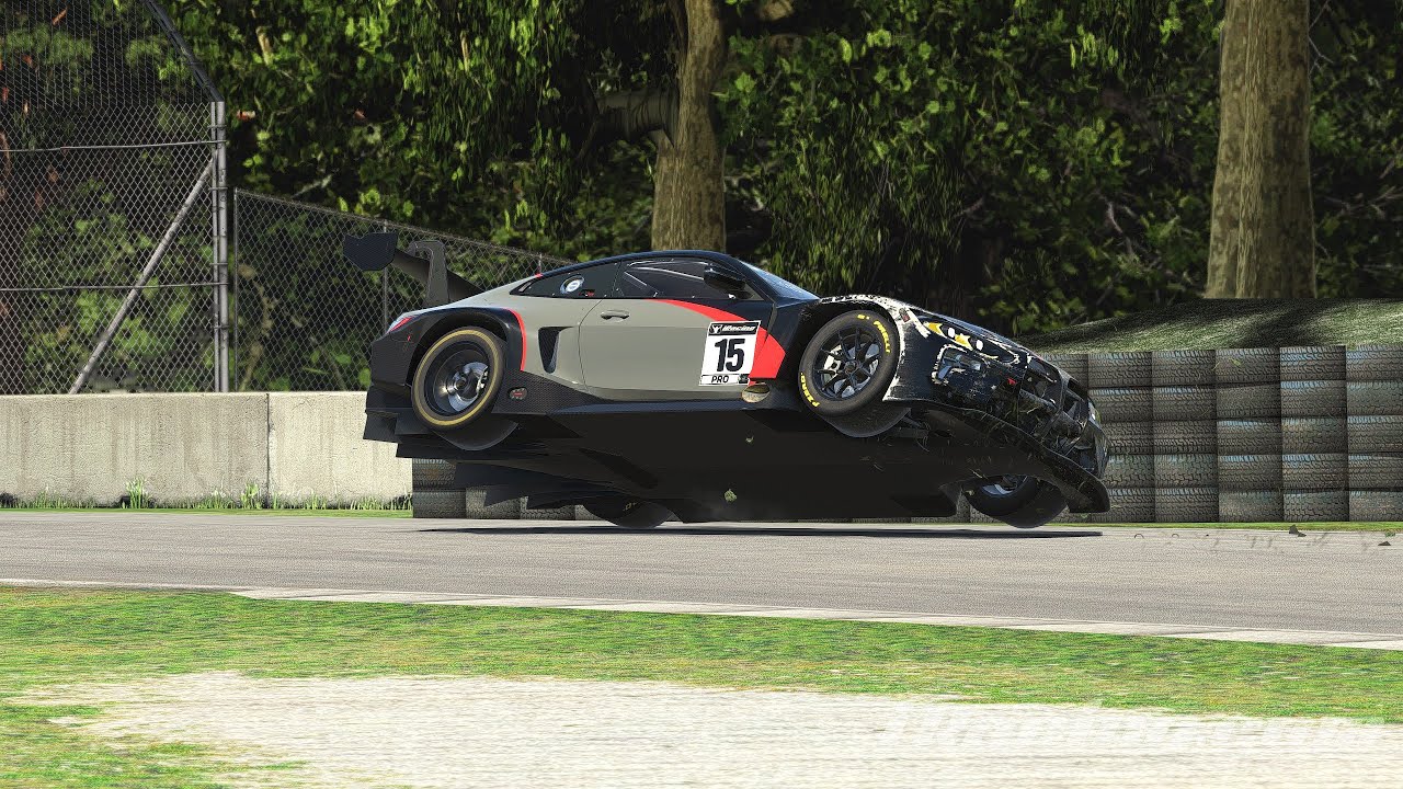 terrific accident BMW M4 GT3 Road America iracing GT3 Fanatec Challenge ...