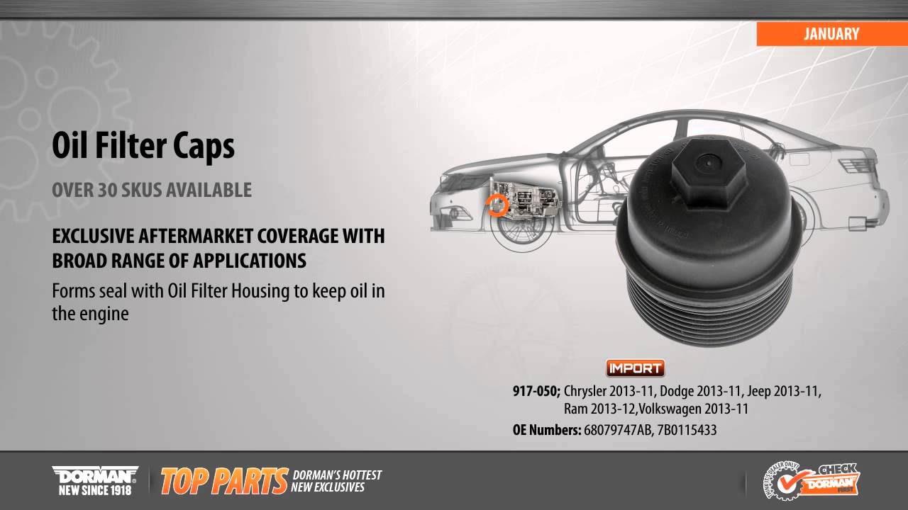Highlighted part: oil filter cover for select Chrysler, Dodge, Jeep ...