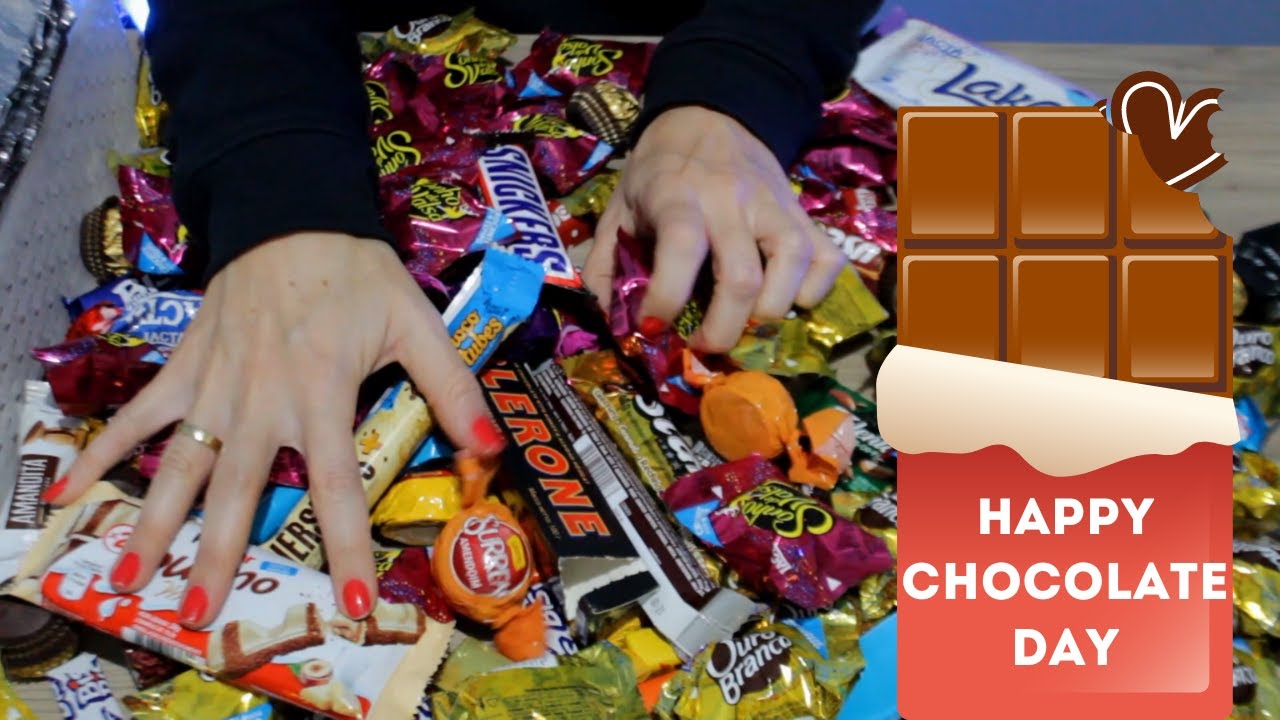 ASMR Satisfying Candy Wrap Sounds, Whispers | Happy Chocolate Day - YouTube