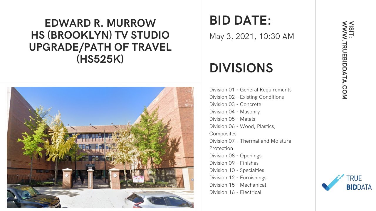 Edward R. Murrow HS (Brooklyn) TV Studio Upgrade/Path of Travel (HS525K ...