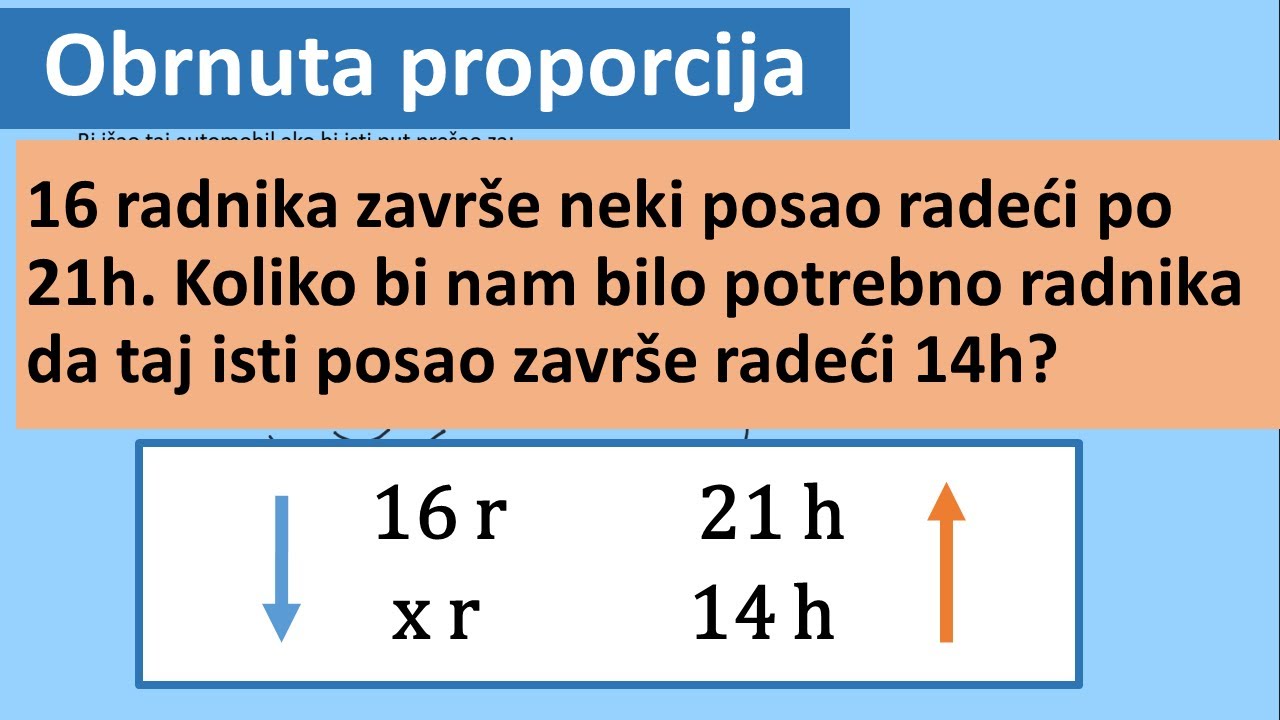 Obrnuta proporcija tekstualni zadatak - YouTube