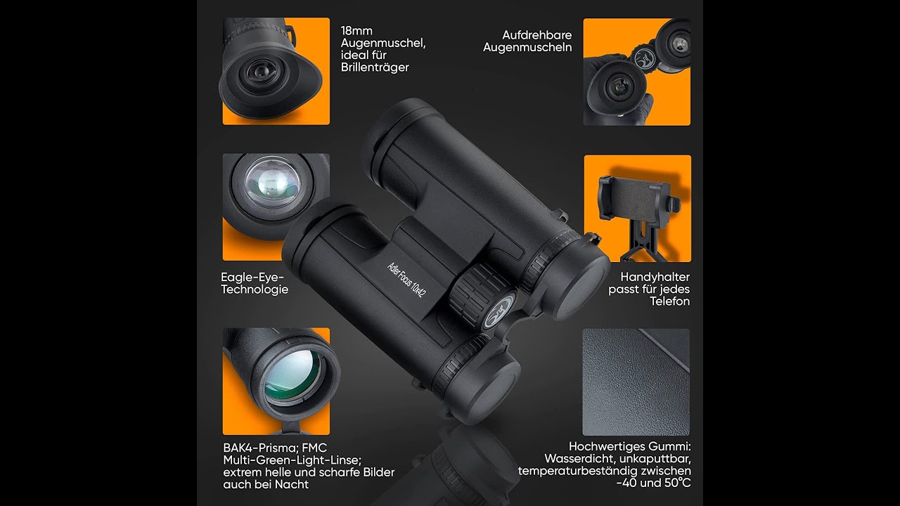 Adler Focus Fernglas 10x42 für Erwachsene, Eagle-Eye-Technologie, 18mm HD Augenmuschel - YouTube