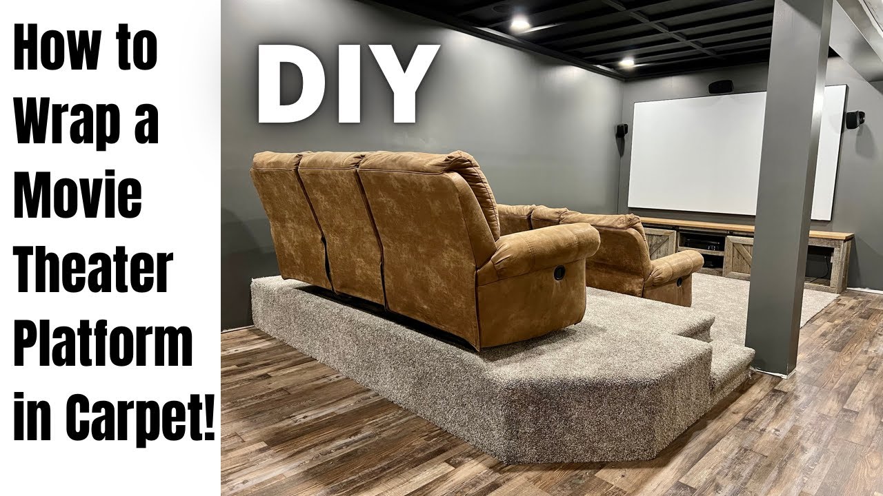 Finishing Basement #15: DIY Carpet | How To Cover A Movie Theater Base ...
