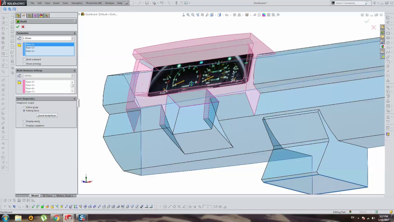 Advanced Shelling in SolidWorks - Car Dashboard Tutorial - YouTube
