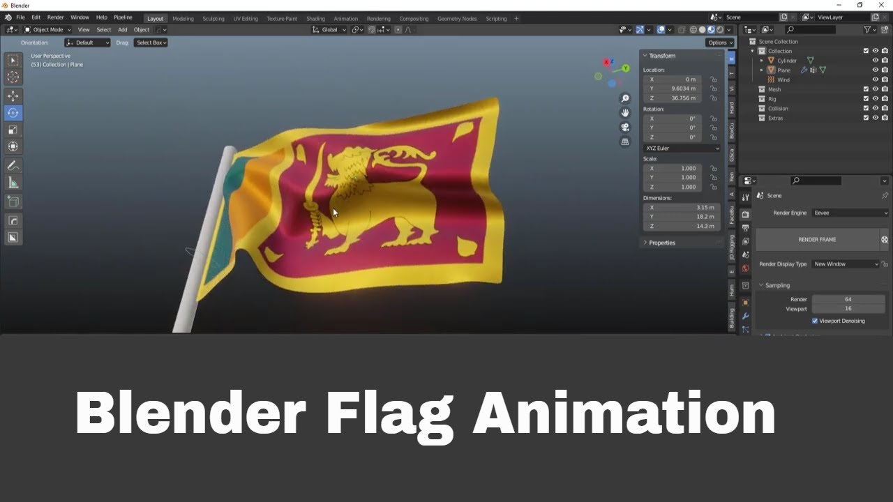 Blender 3.0 flag simulation and animation 2022 - YouTube